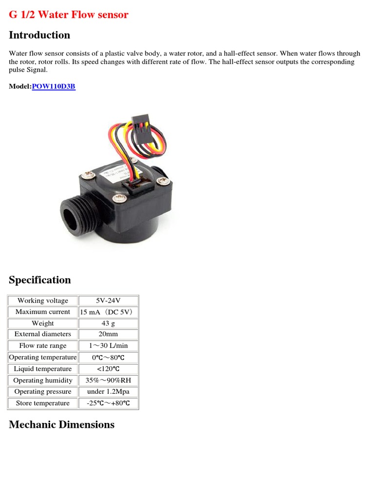 Datasheet Flow Pdf Flow Measurement Sensor