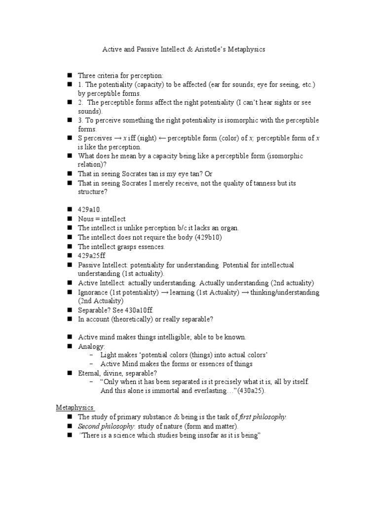 Active and Passive Intellect | Download Free PDF | Nous | Substance Theory