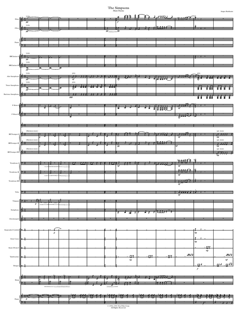 The Simpsons Theme Complete Score PDF | PDF | Music Production ...