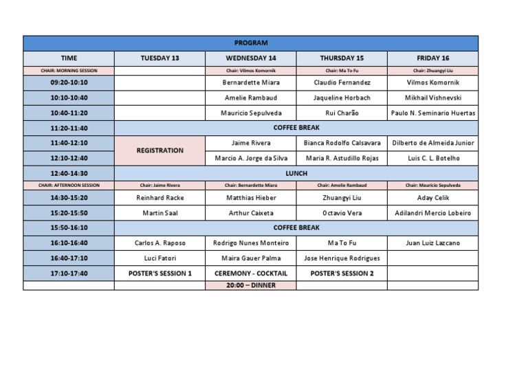 International Conference Program: Schedule of Speakers for Tuesday ...