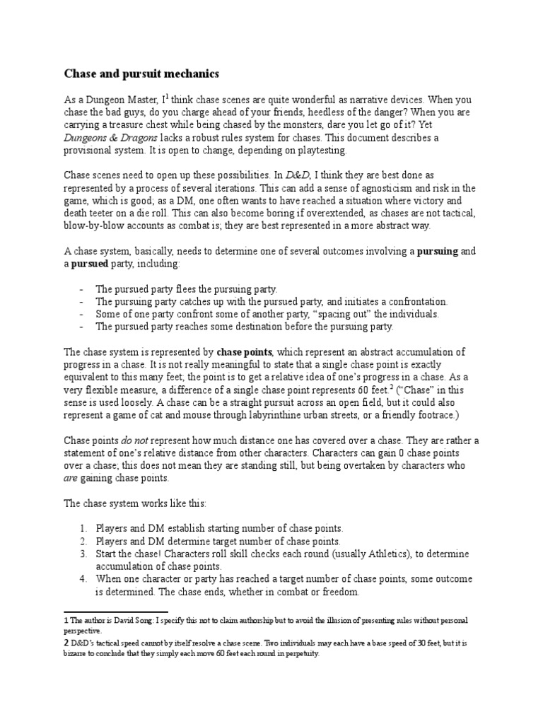 Chase and Pursuit Mechanics: Dungeons & Dragons Lacks A Robust Rules System For Chases. This ...