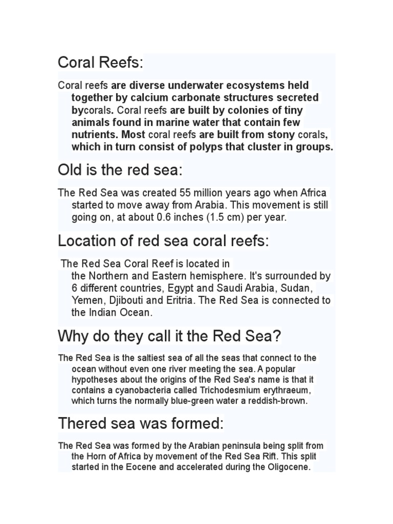 Coral Reefs | PDF | Red Sea | Coral Reef