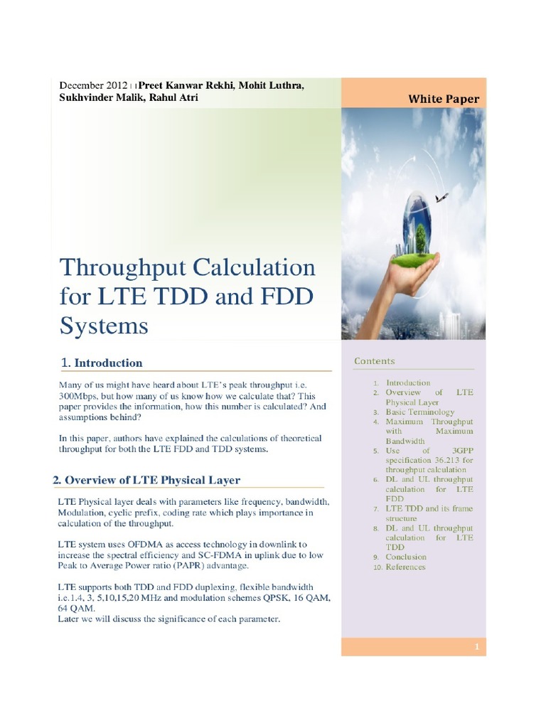 Throughput Calculation For Lte TDD and FDD System | PDF