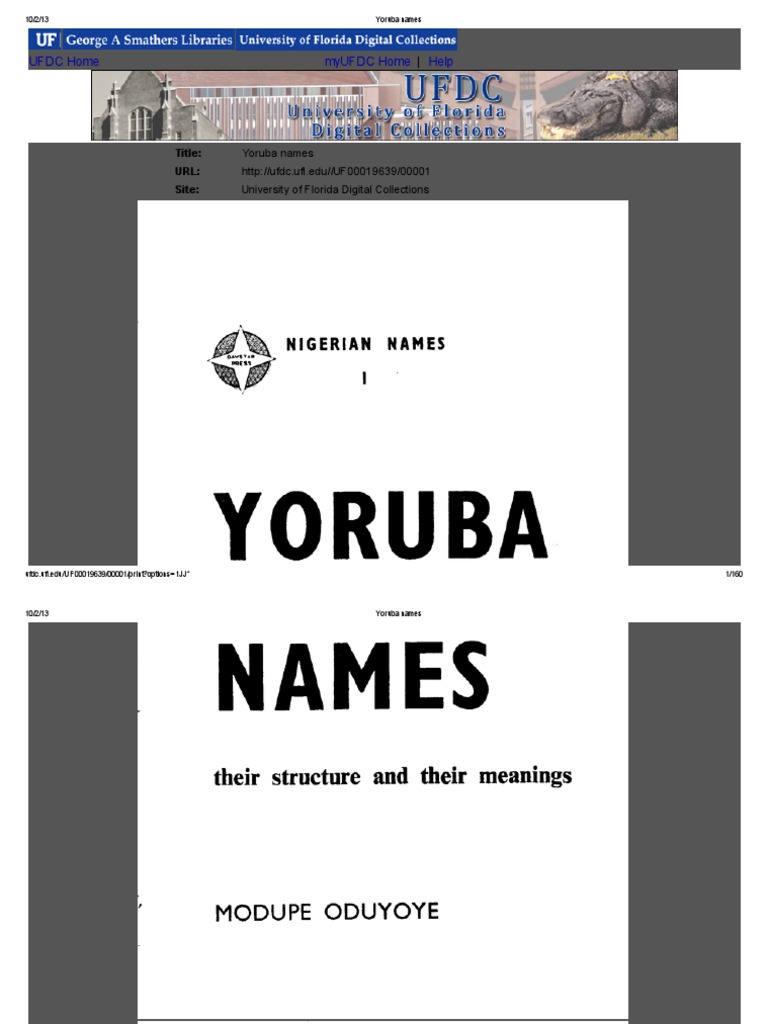 Yoruba Names MODUPE ODUYOYE PDF | PDF | Florida | Data Quality