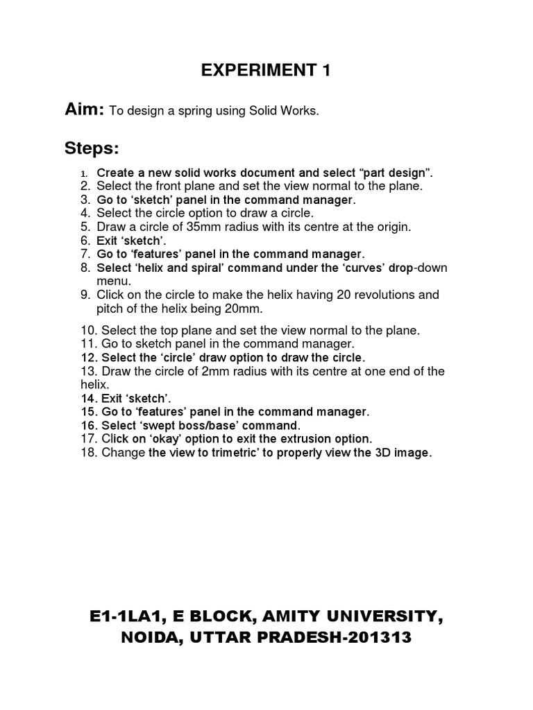 Experiment 1 Aim: Steps:: E1-1La1, E Block, Amity University, Noida ...