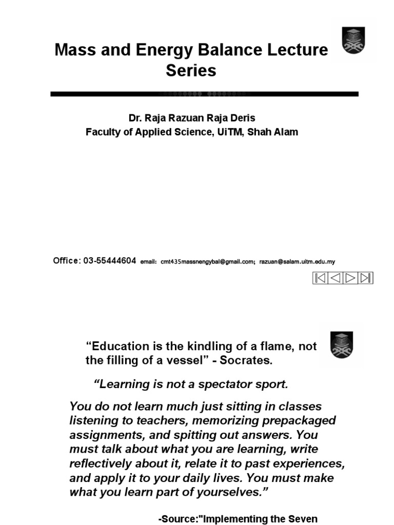 Mass & Energy Balance - Introduction To Process Variables | PDF | Mole ...