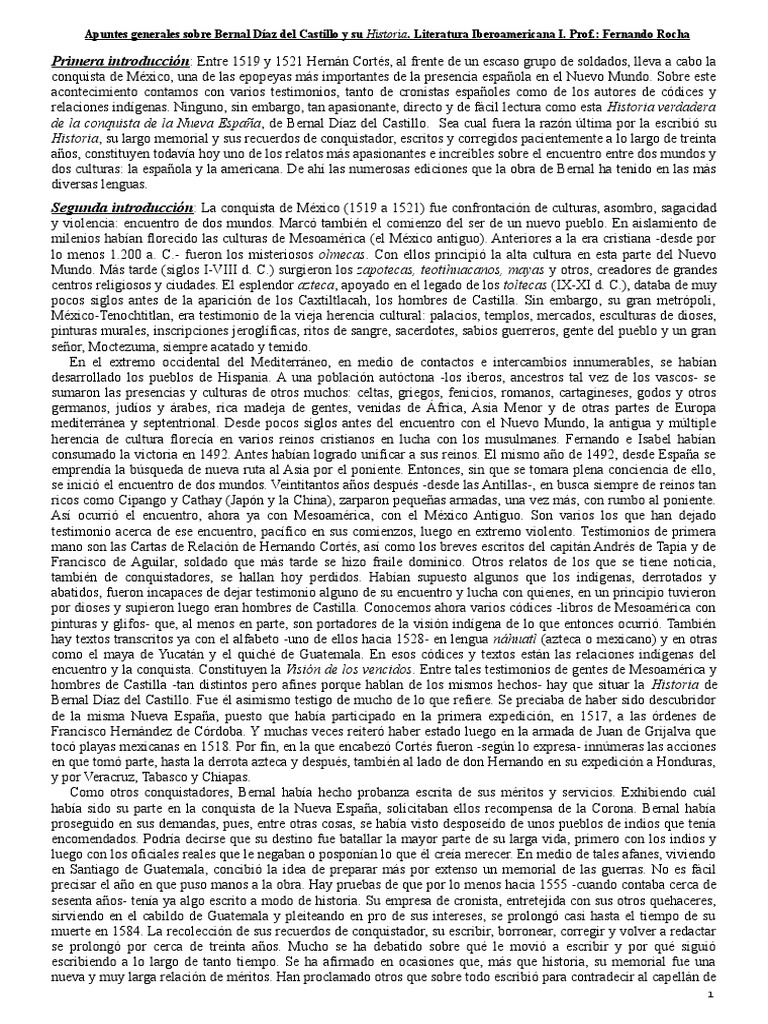 Historia de Bernal Díaz: Conquista de México | PDF | Hernán Cortés ...