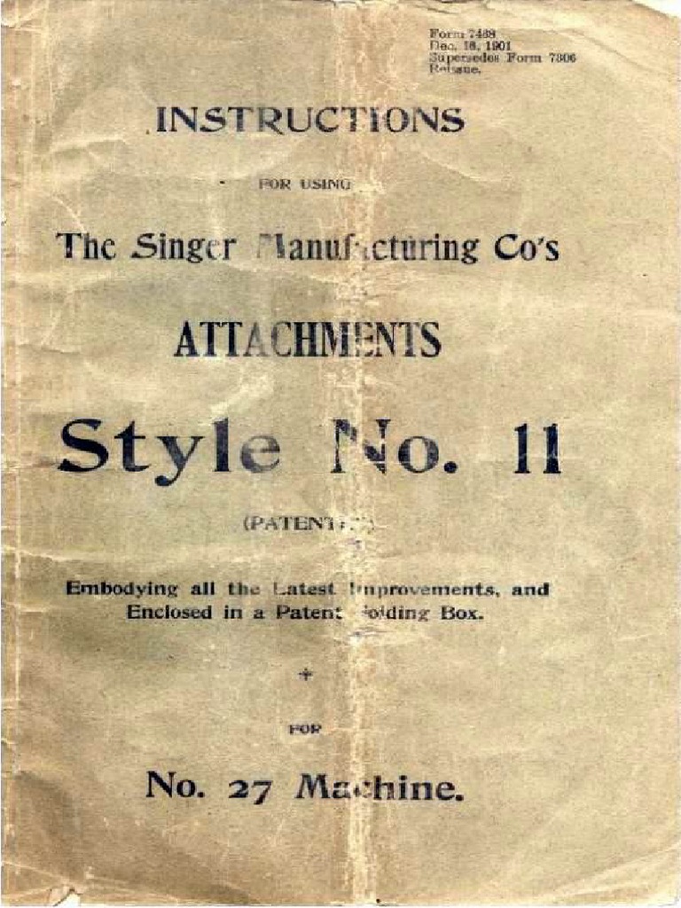 Attachments Guide For Singer 27 | PDF
