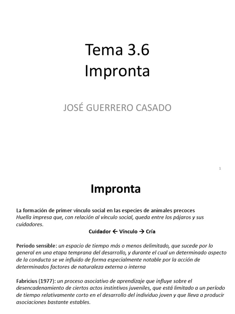 Tema3 6-Impronta | PDF | Aprendizaje | Comportamiento