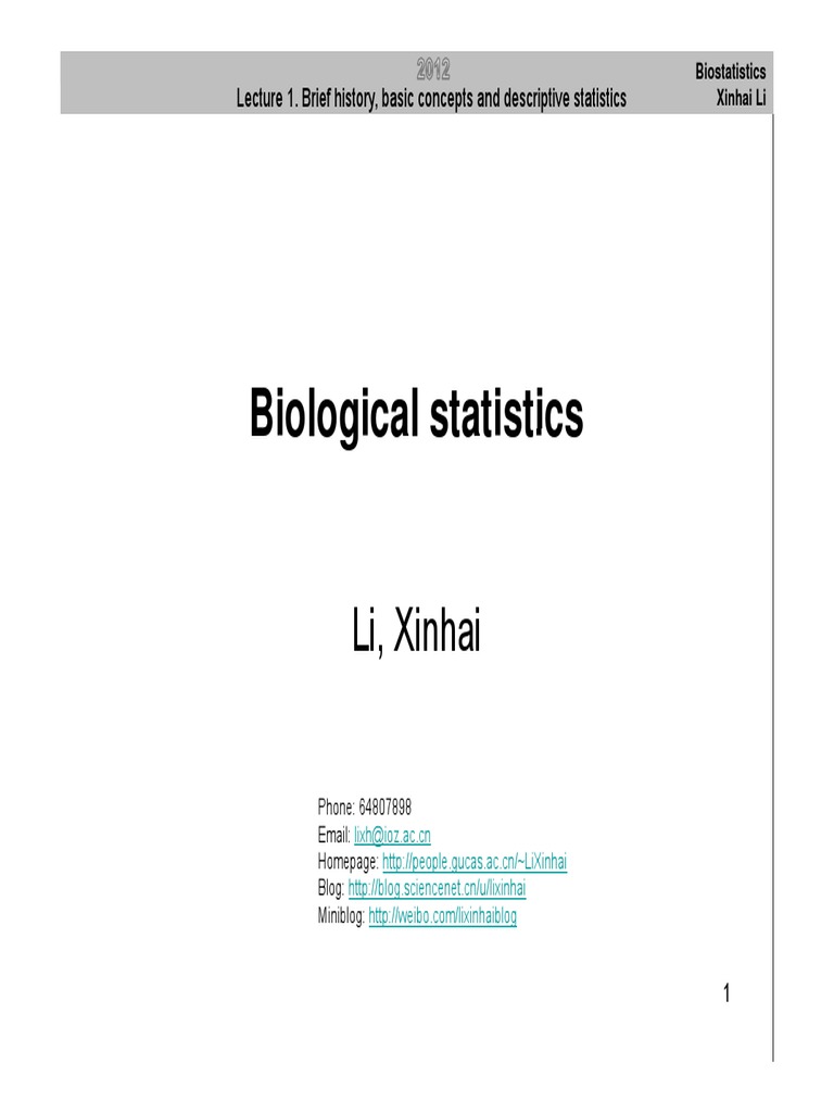 1 - Introduction To Biological Statistics PDF | PDF | Level Of ...