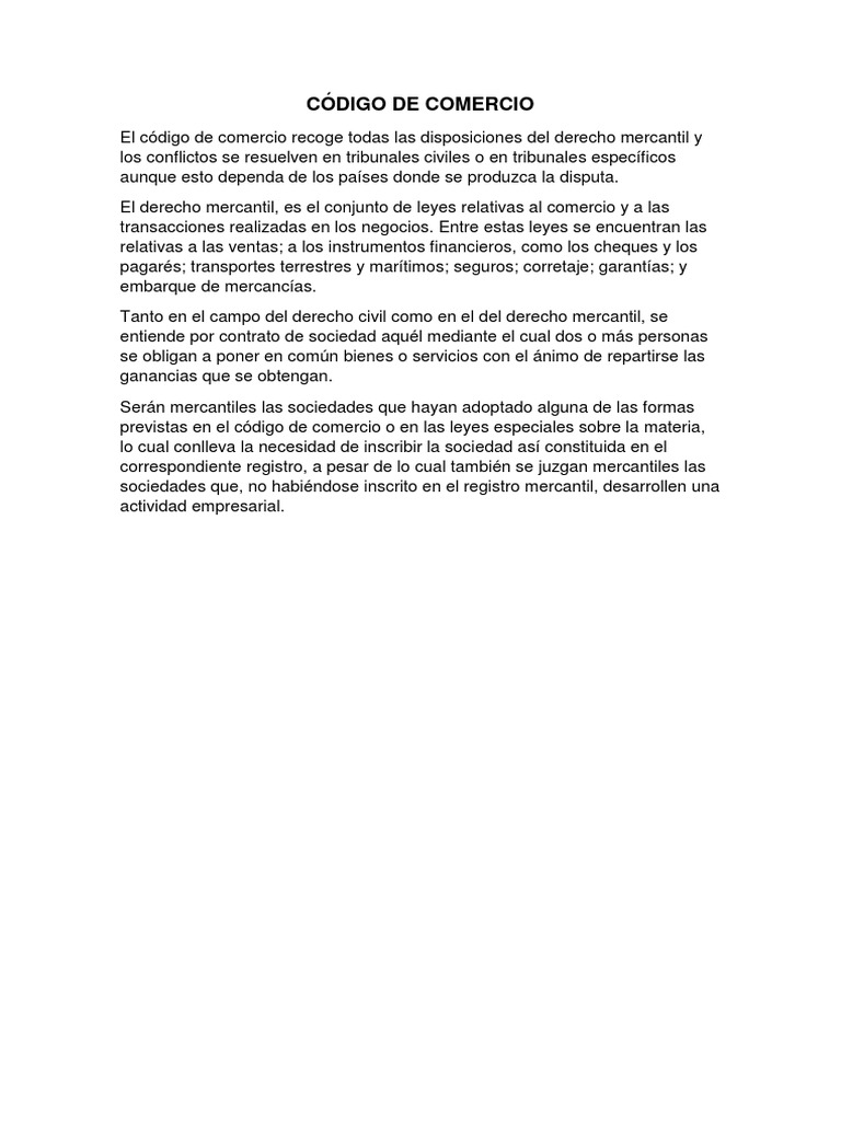 Código de Comercio | PDF