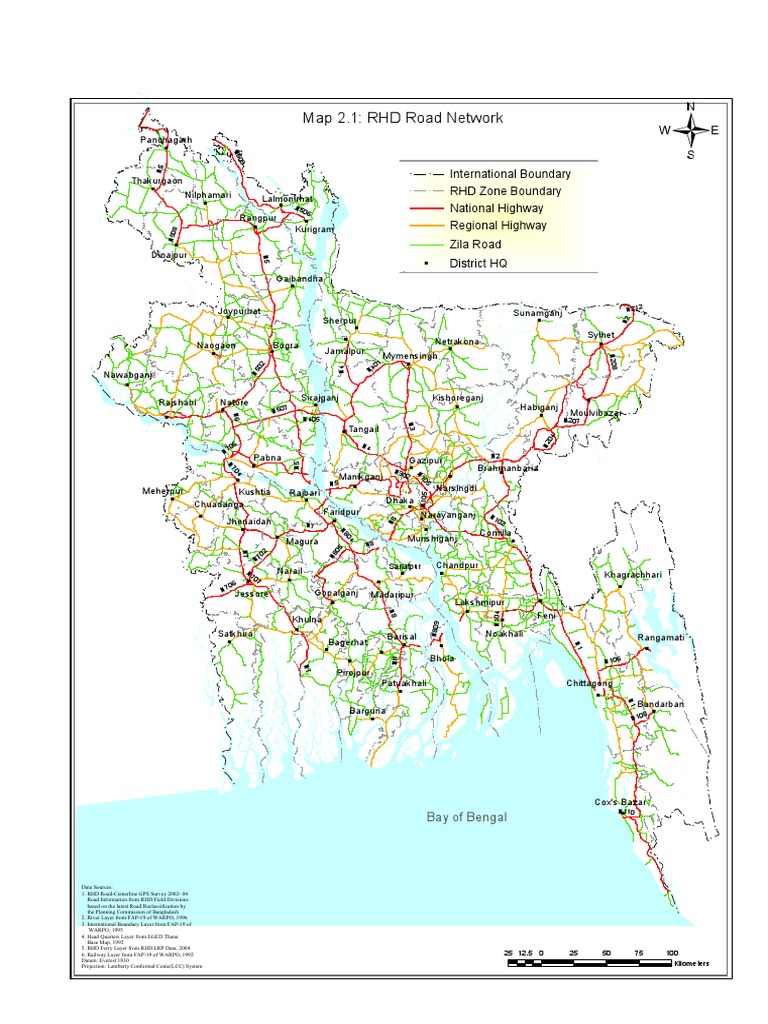 Map 2.1: RHD Road Network: International Boundary RHD Zone Boundary | PDF