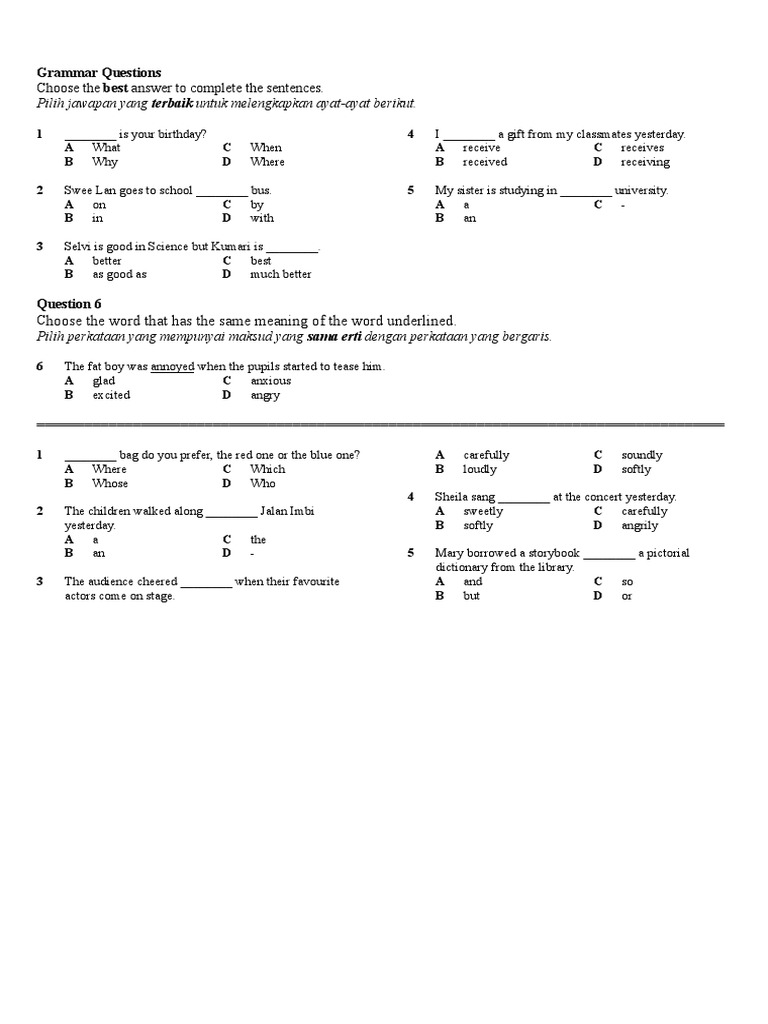 Questions Sect C Grammar | PDF