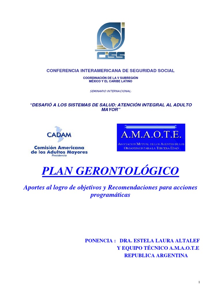 Aportes para Plan Gerontol Gico Texto PDF | PDF | Vejez | Adultos