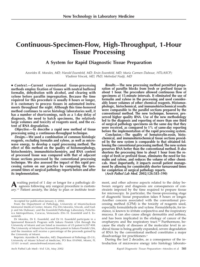 Rapid Tissue Processing Method | PDF | Histology | Immunohistochemistry