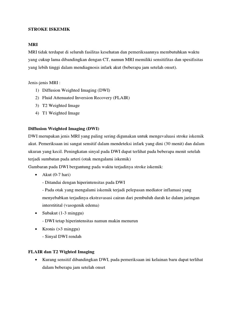 MRI Dan MRA Stroke Iskemik | PDF | Sains & Matematika