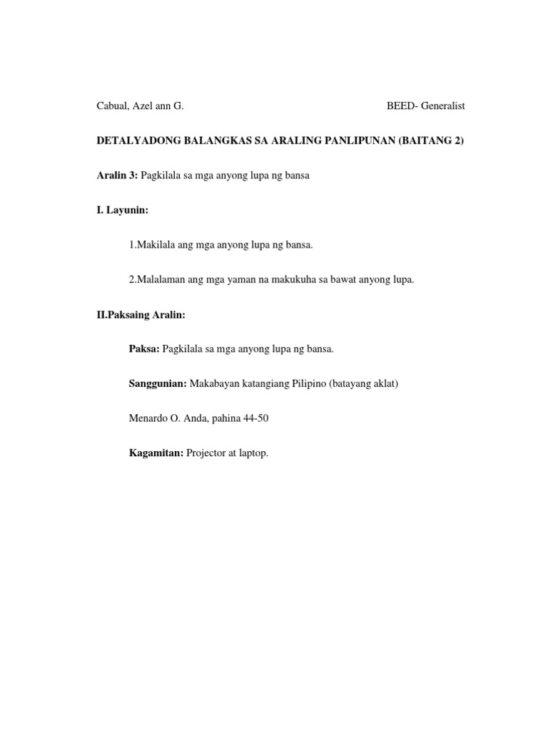 Detailed Lesson Plan | PDF