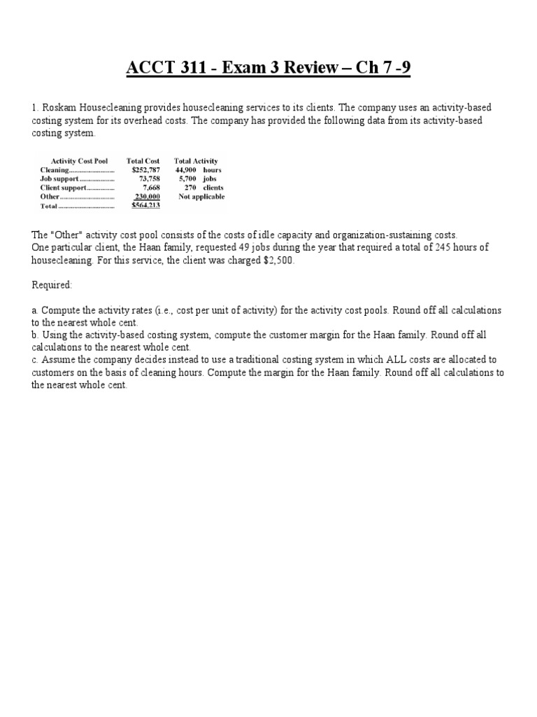 ACC 311 Exam 3 Review Key | PDF | Labour Economics | Cost