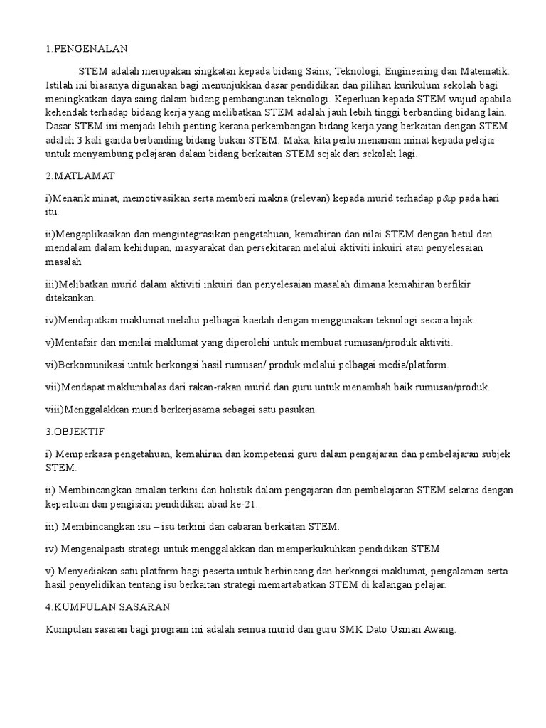Kertas Kerja Program Stem | PDF