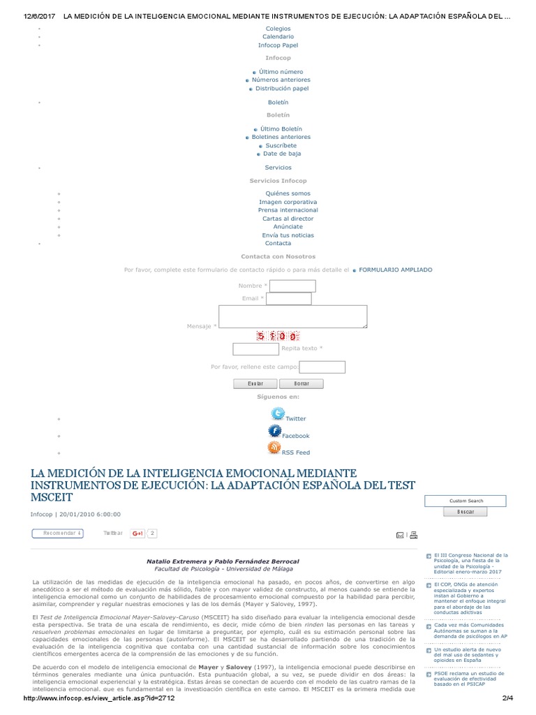 La Medición de La Inteligencia Emocional Mediante Instrumentos de ...