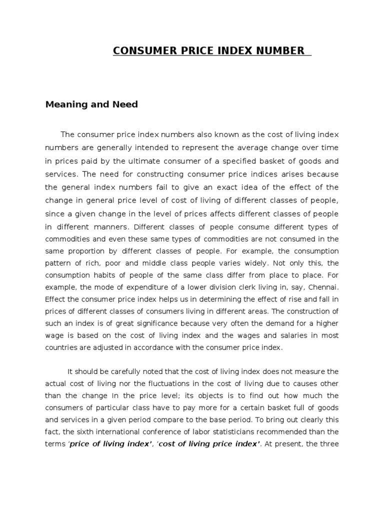 Consumer Price Index Number | Download Free PDF | Index (Economics ...