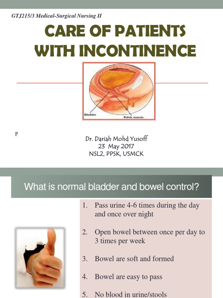 Care of Patient With UI | PDF | Urinary Incontinence | Medical Specialties