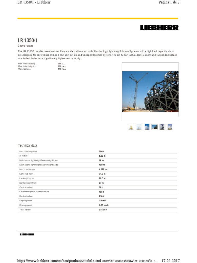 Liebherr - LR 1350-1 | PDF | Crane (Machine) | Industries