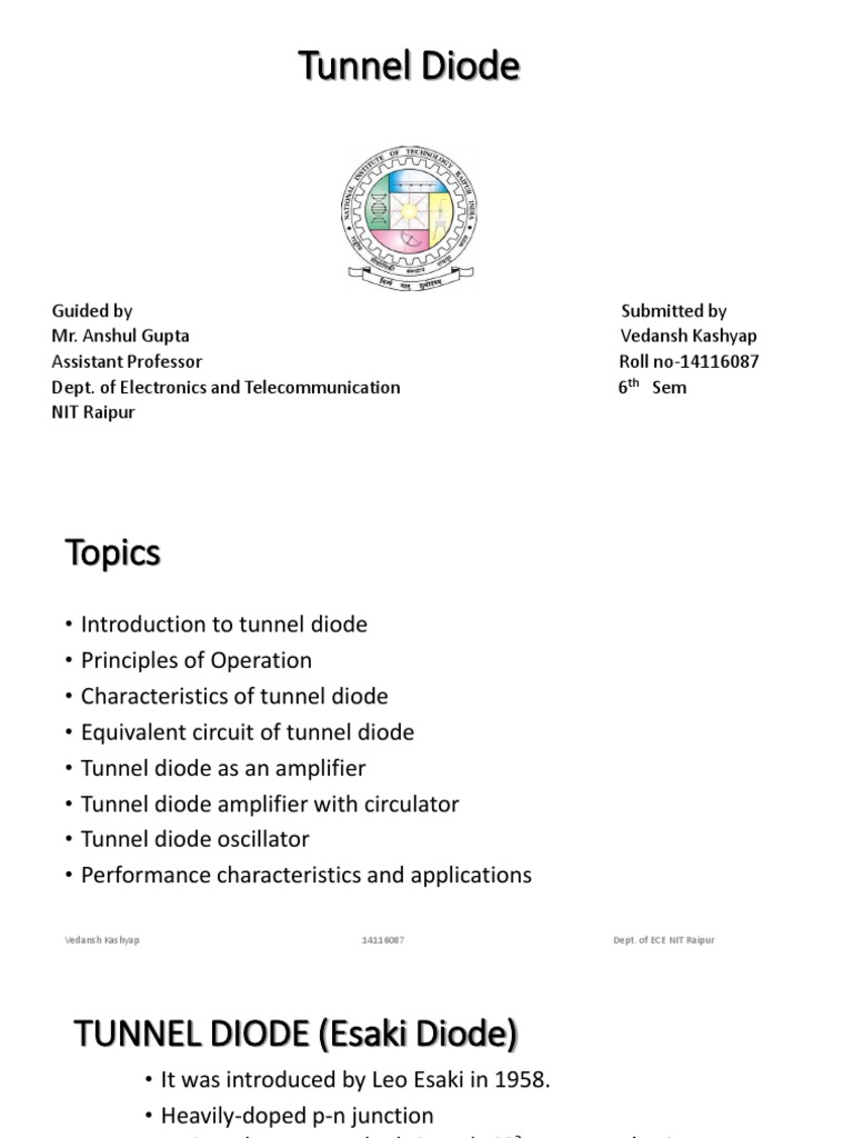 Tunnel Diode: Operation and Applications | PDF | Quantum Tunnelling | Diode