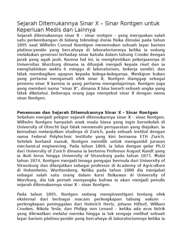 Sejarah SINAR X | PDF