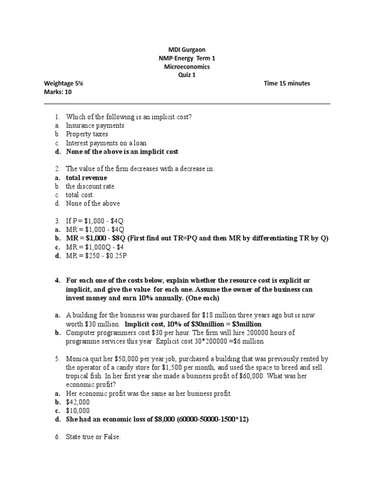 MicroEco Sample PPR | Download Free PDF | Present Value | Profit (Accounting)