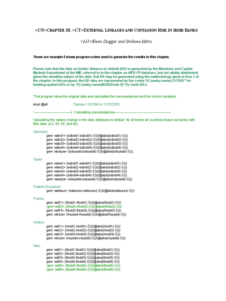 Chapter 20 - Duggar & Mitra - Example EVT Eviews Program Codes | PDF ...
