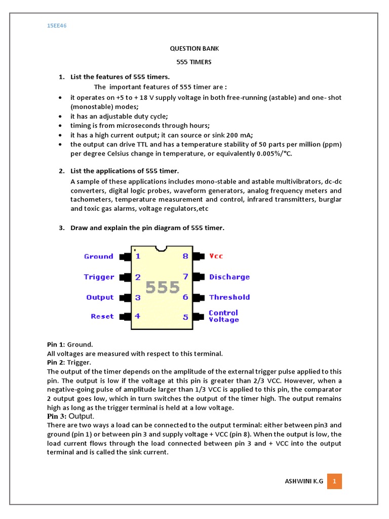 List The Features of 555 Timers | PDF | Electrical Engineering ...