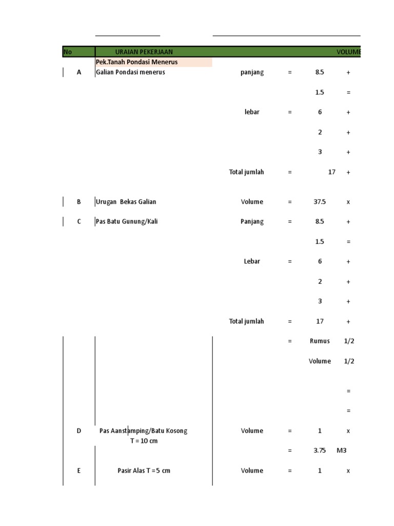 Pek - Tanah Pondasi Menerus A | PDF