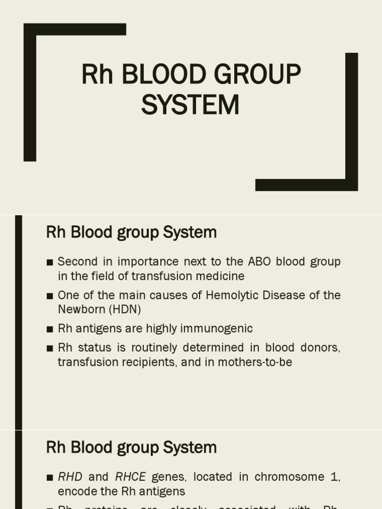 RH Blood Group System | PDF | Blood Type | Blood