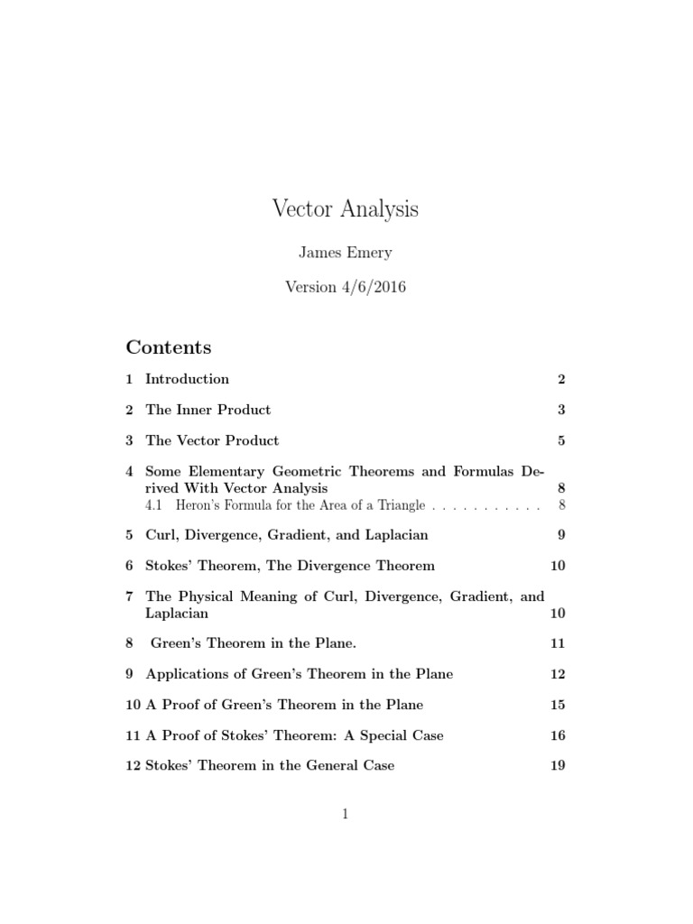 Vector Analysis | PDF | Divergence | Vector Calculus