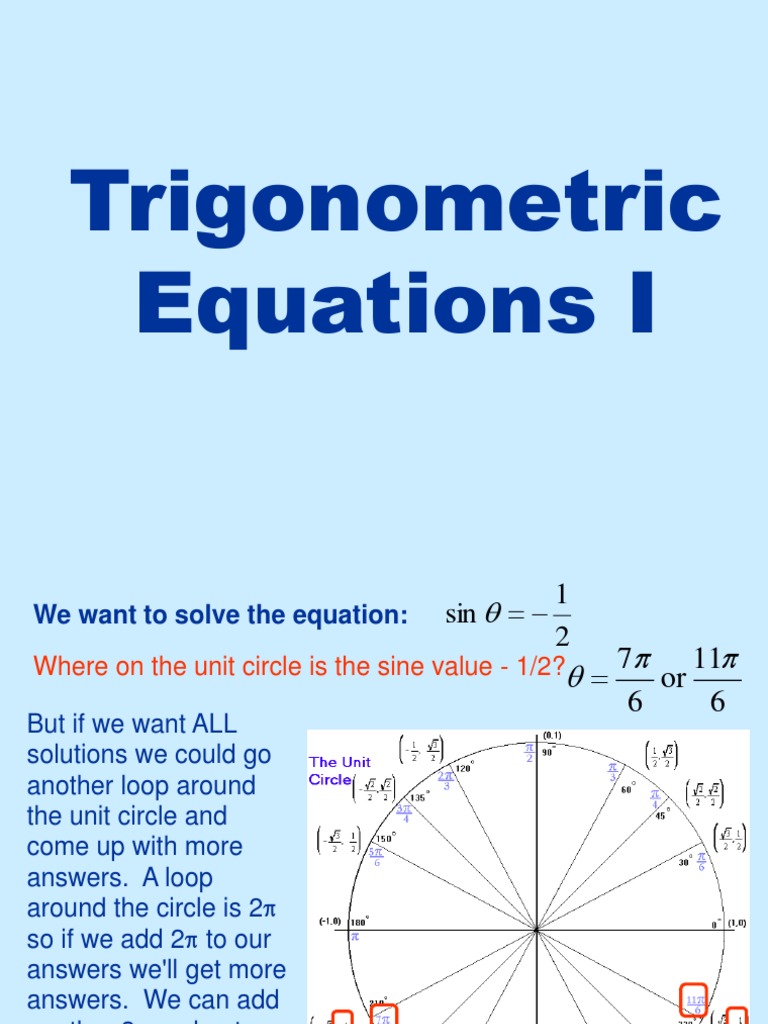 Trigonometric Equations I | PDF | Trigonometric Functions | Sine