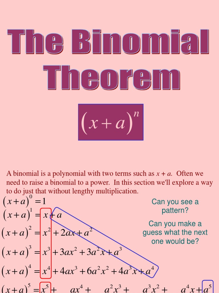 Understanding the Binomial Theorem | PDF | Combinatorics | Mathematical ...