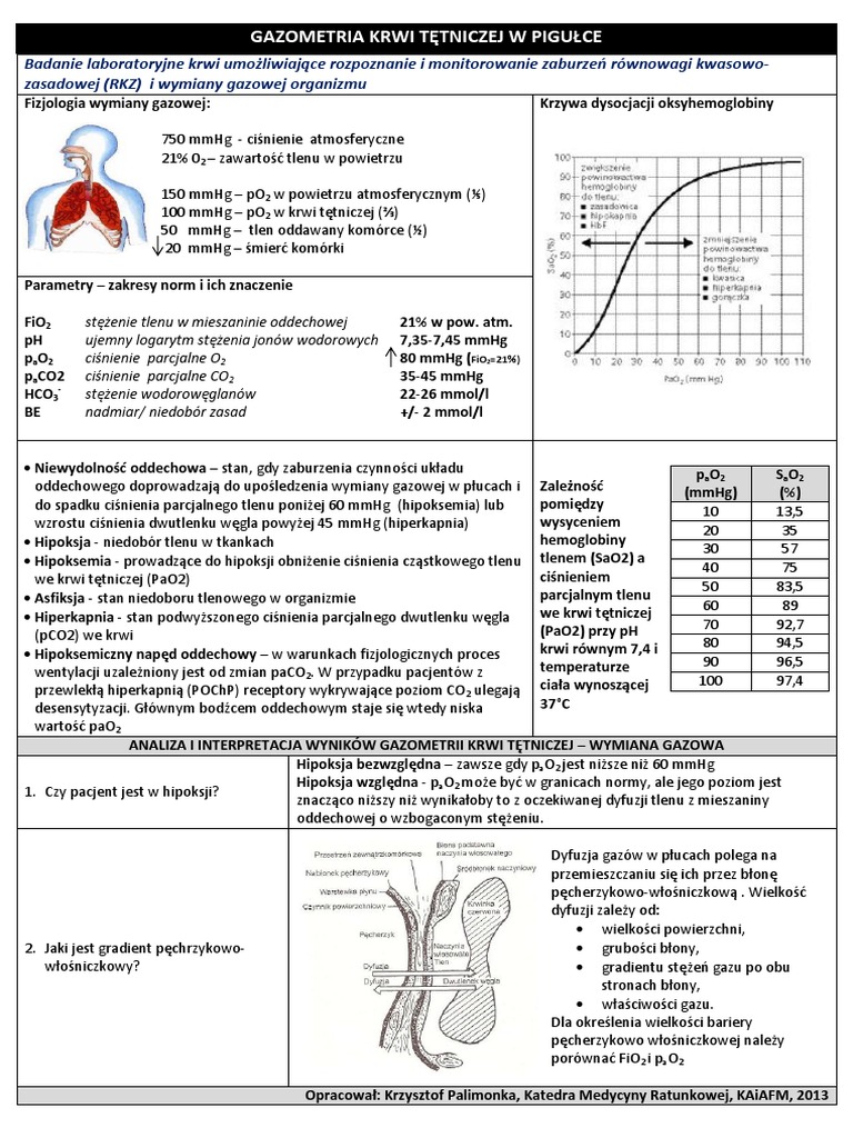 Gazometria Krwi Tetniczej W Pigulce | PDF