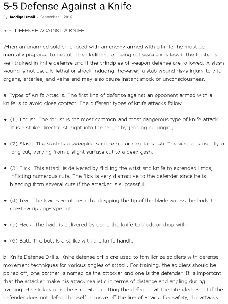 Defensive Techniques Against Knife Attacks: Checks, Parries, and Follow ...