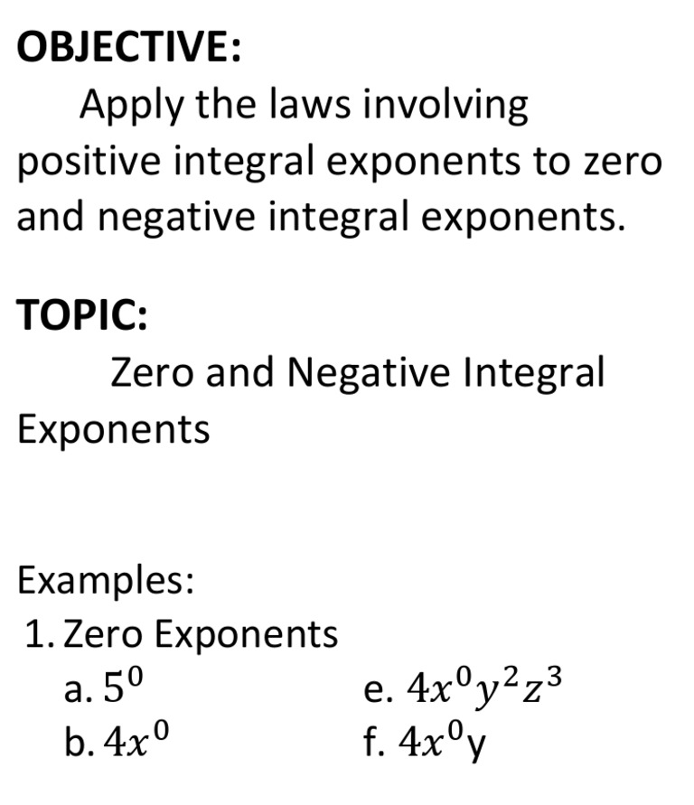 2. Zero and Positive Integral Exponents