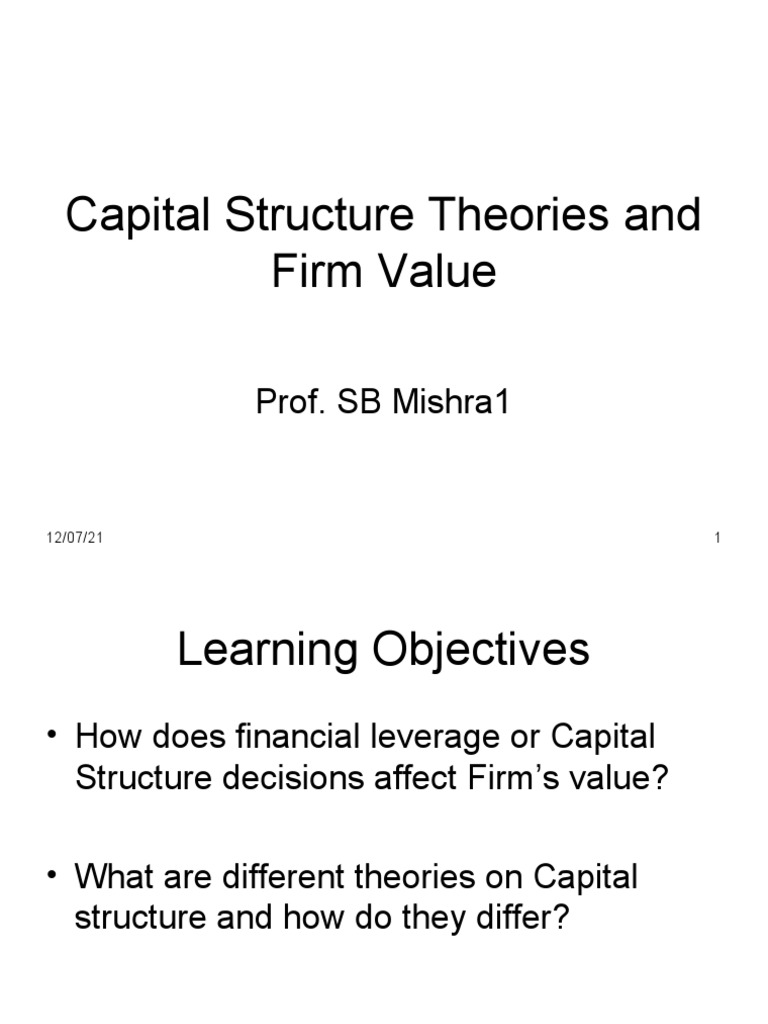 Capital Structure Theory and Policy | PDF | Business | Capital Structure