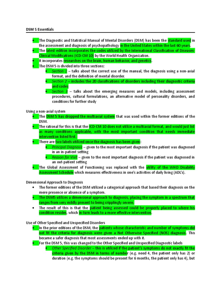 DSM 5 Essentials | PDF | Spectrum Disorder | Dsm 5