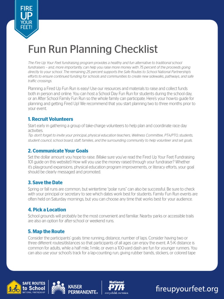 Fun Run Planning Checklist | Fundraising | Trail | Free 30-day Trial ...