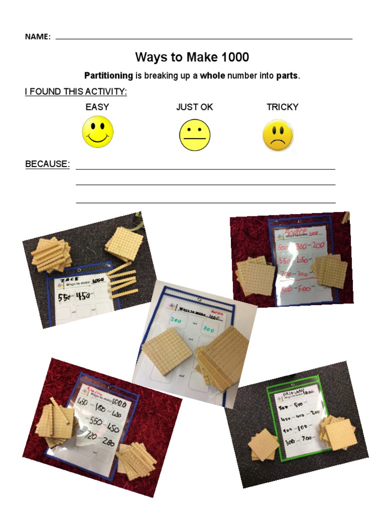 Partitioning Numbers to 1000 | PDF