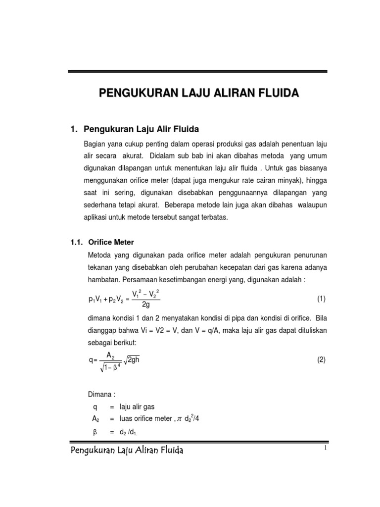 Teknik Pengukuran Laju Aliran Fluida | PDF
