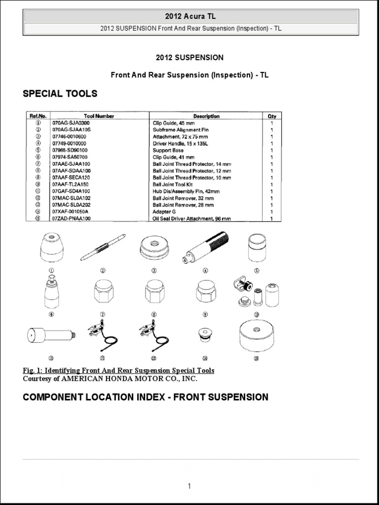 2012 SUSPENSION Front and Rear Suspension (Inspection) - TL | PDF ...