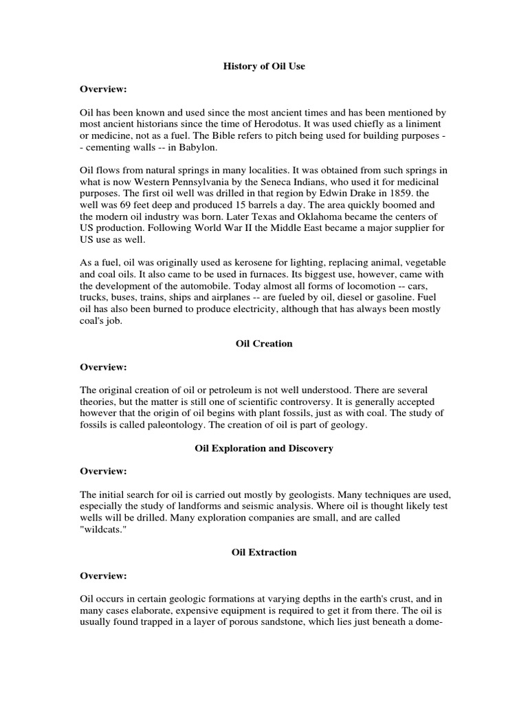 History of Oil Use | PDF | Petroleum | Fossil Fuels