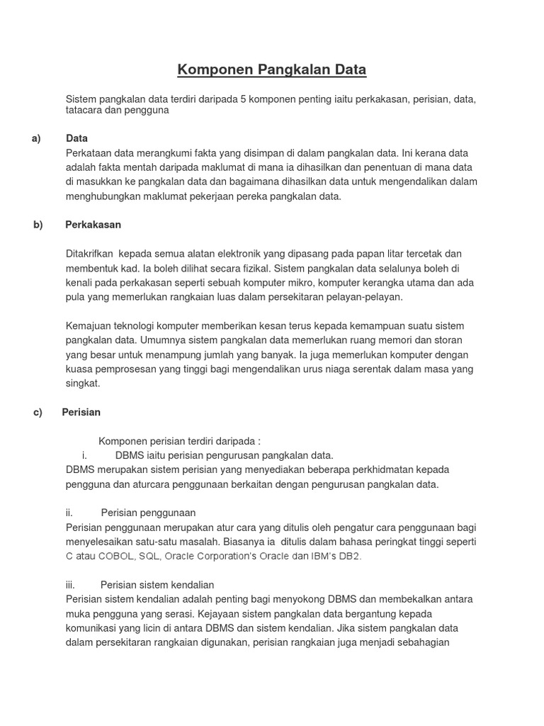 Komponen Pangkalan Data | PDF