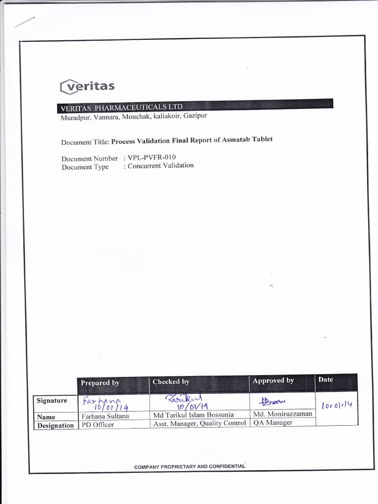 Process Validation Final Report | PDF | Tablet (Pharmacy) | Medicinal ...