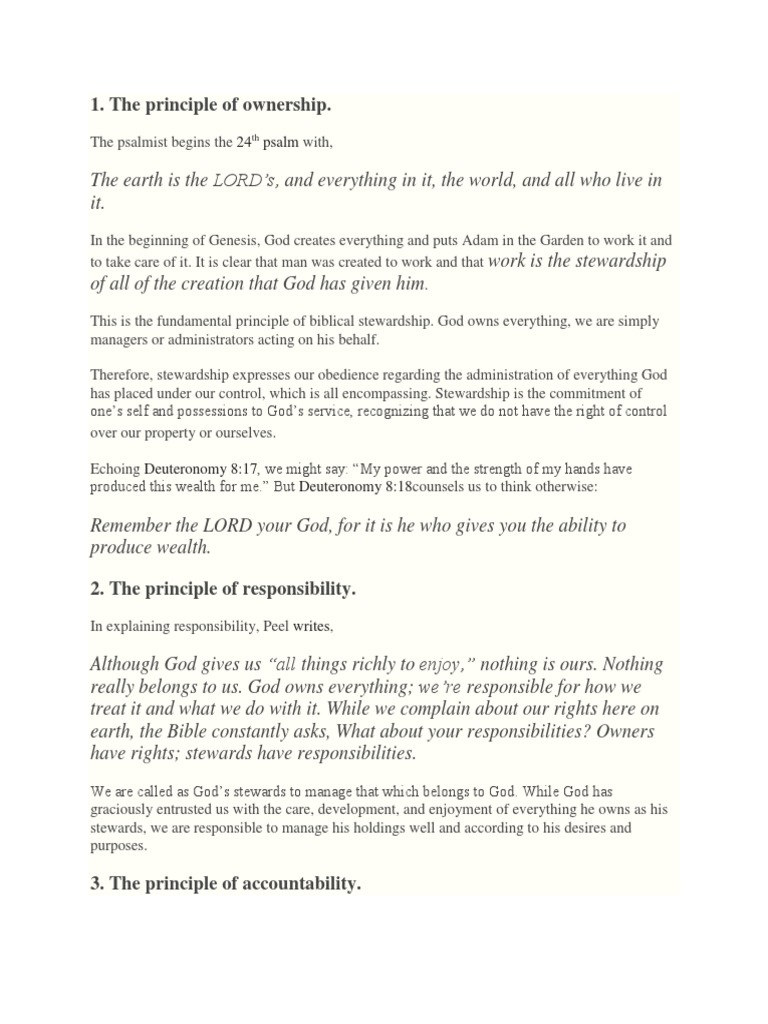 The Principle of Ownership.: 24 Psalm | Download Free PDF | Theology ...